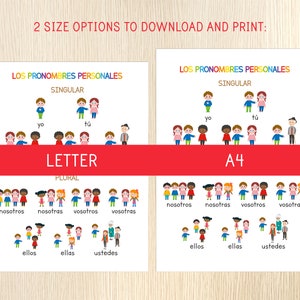 Spanish Pronouns Posters, 13 Printable Charts, Home and Spanish ...