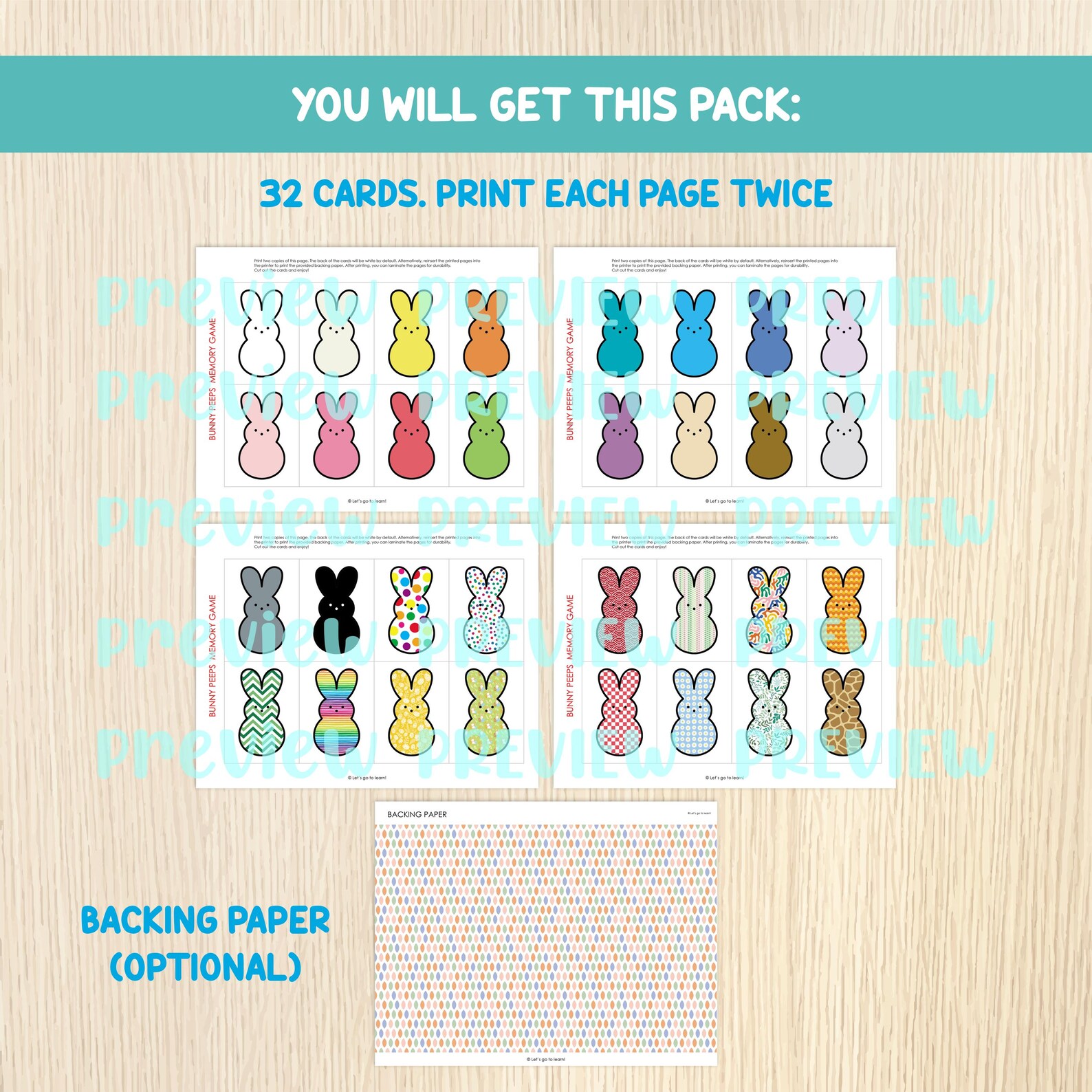 Bunny Peeps Memory Game - Easter Matching Activity - Easter Rabbit Game ...
