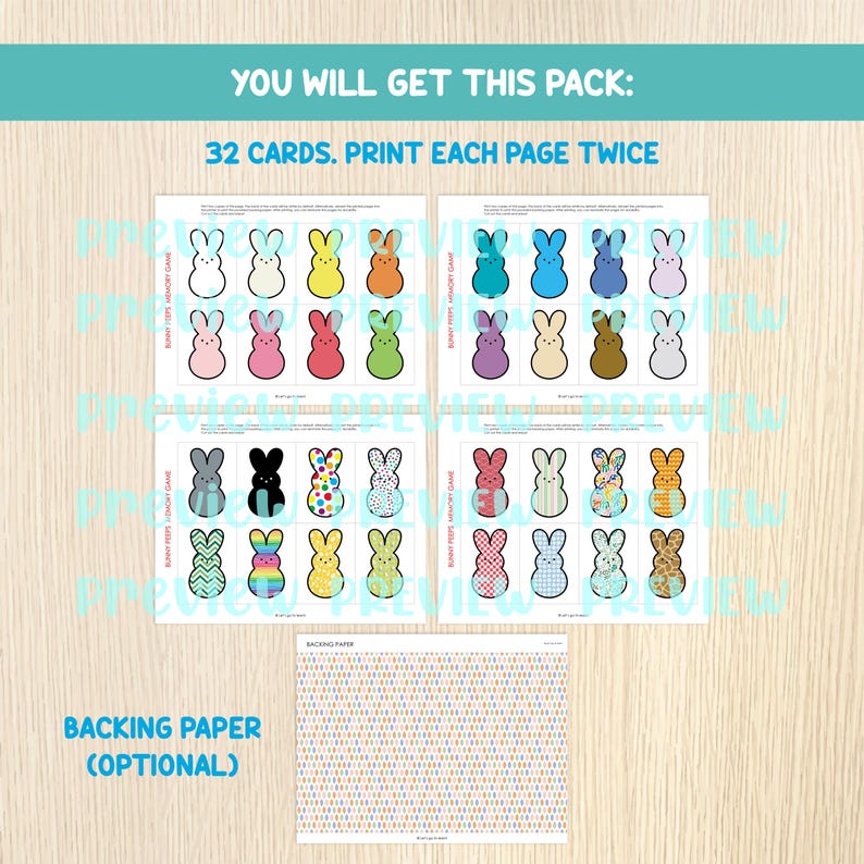 Bunny Peeps Memory Game - Easter Matching Activity - Easter Rabbit Game ...