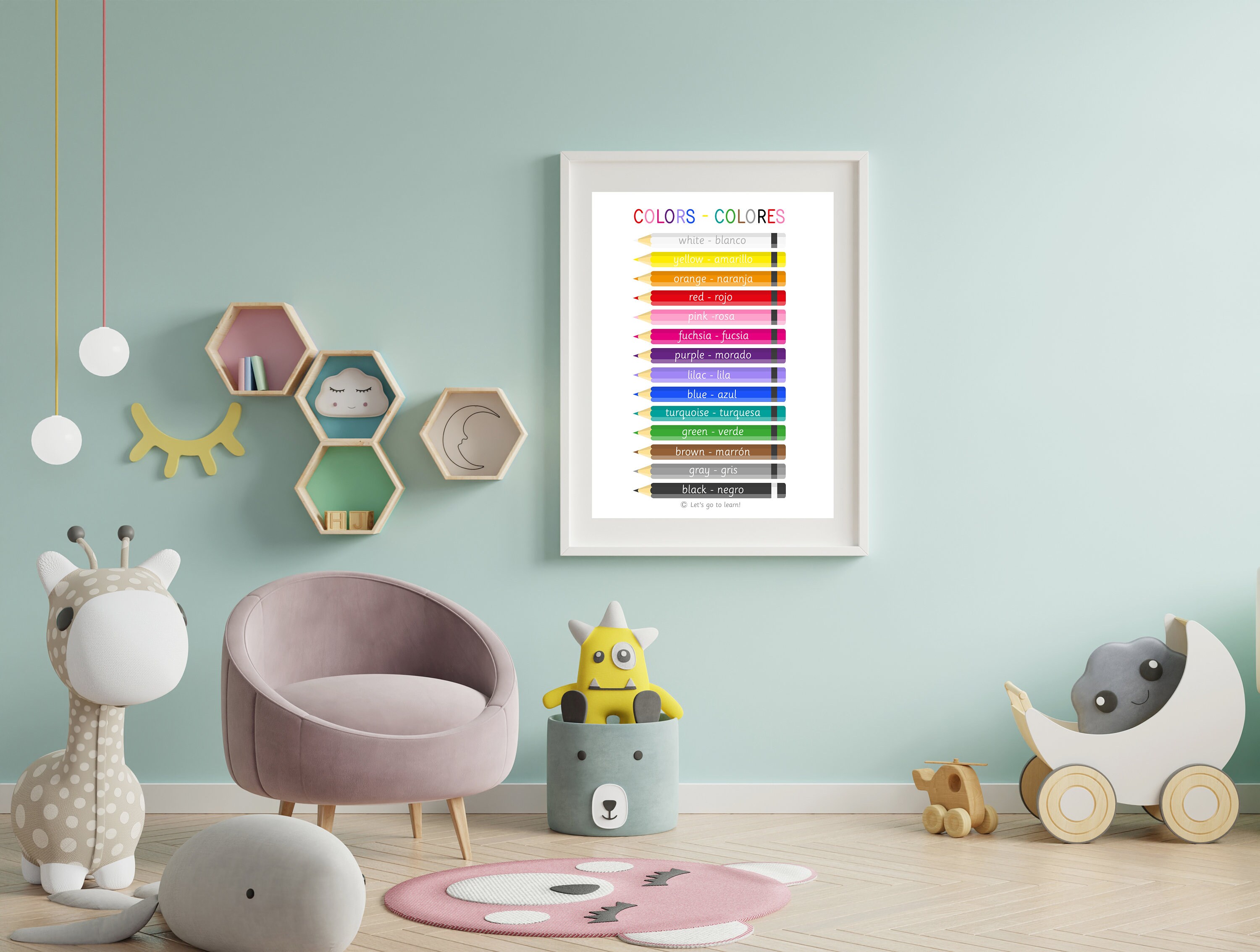 English-spanish Colors Poster Printable Poster Bilingual - Etsy