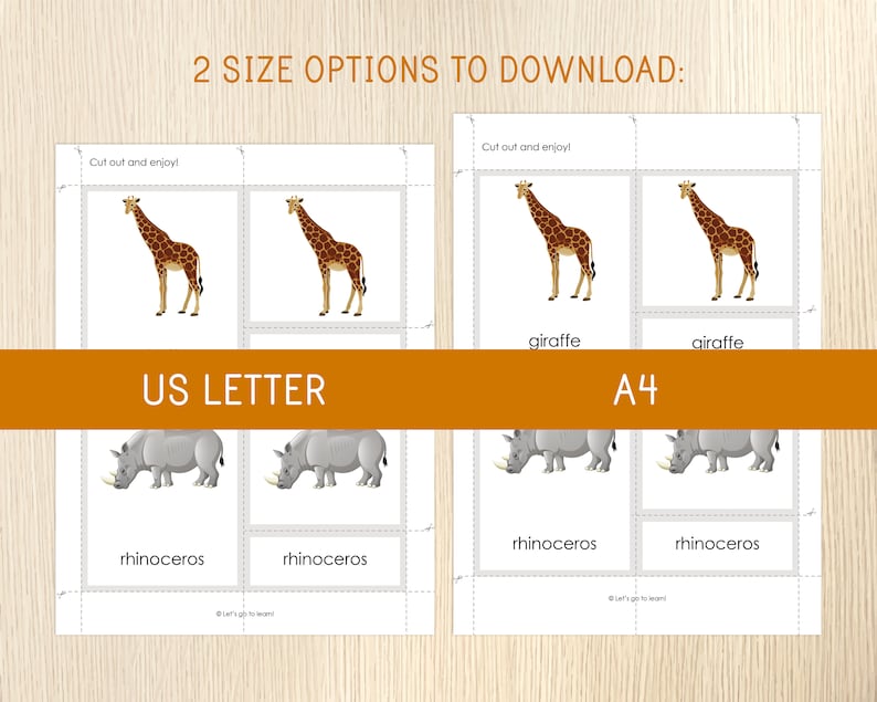 African Animals 3-part Cards - Nomenclature Cards - Africa Unit Study ...
