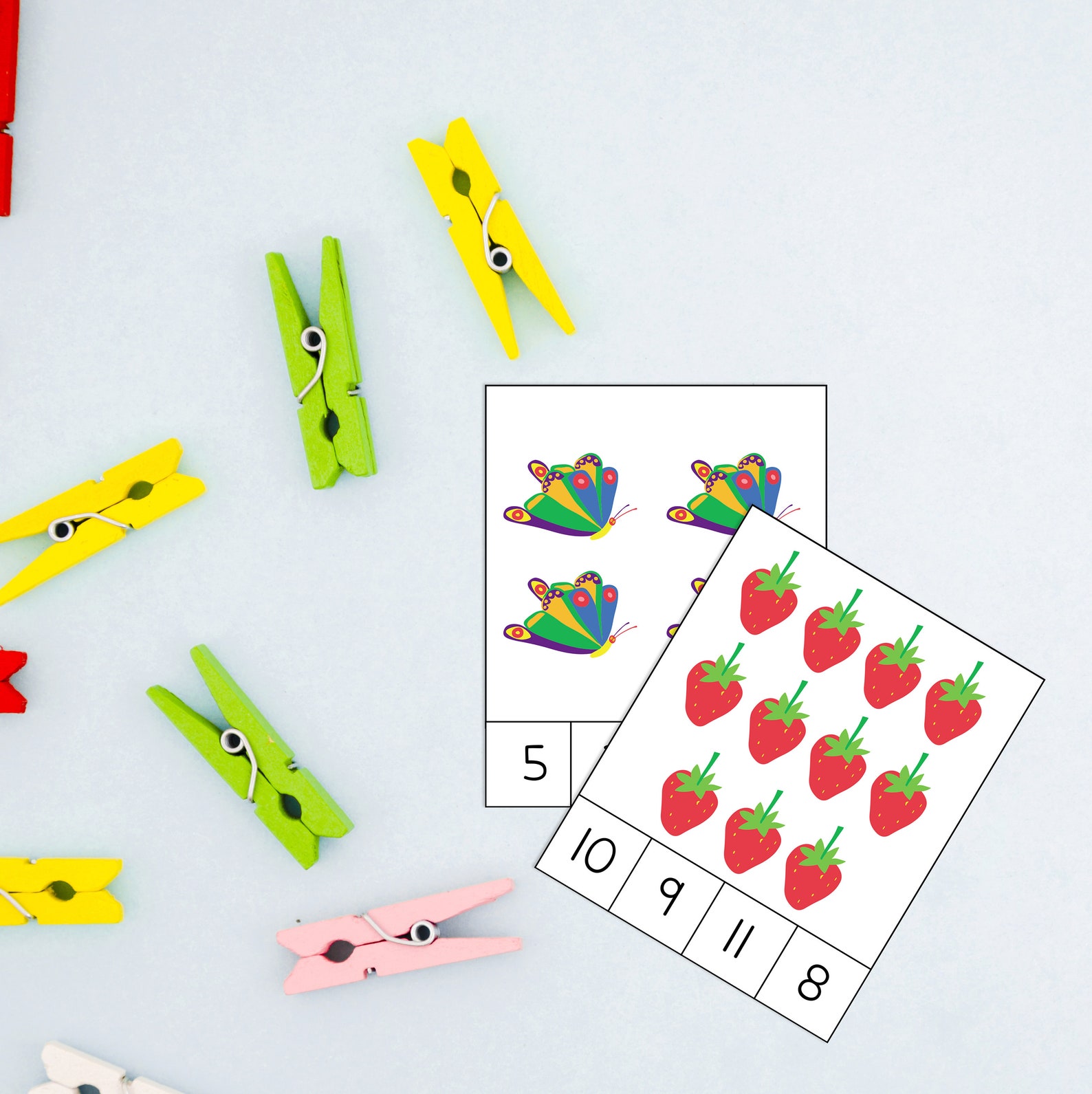 Hungry Caterpillar Count and Clip Cards, Numbers 1 to 20, Counting ...