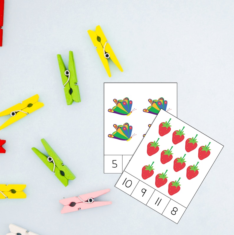 Hungry Caterpillar Count and Clip Cards, Numbers 1 to 20, Counting ...