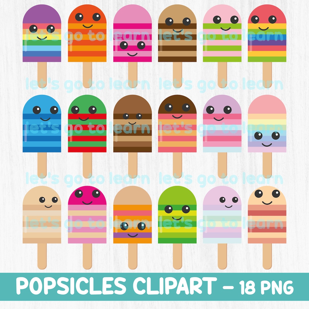 Popsicles Clipart Bundle - 18 Cute Summer Ice Cream Pngs - Kawaii ...