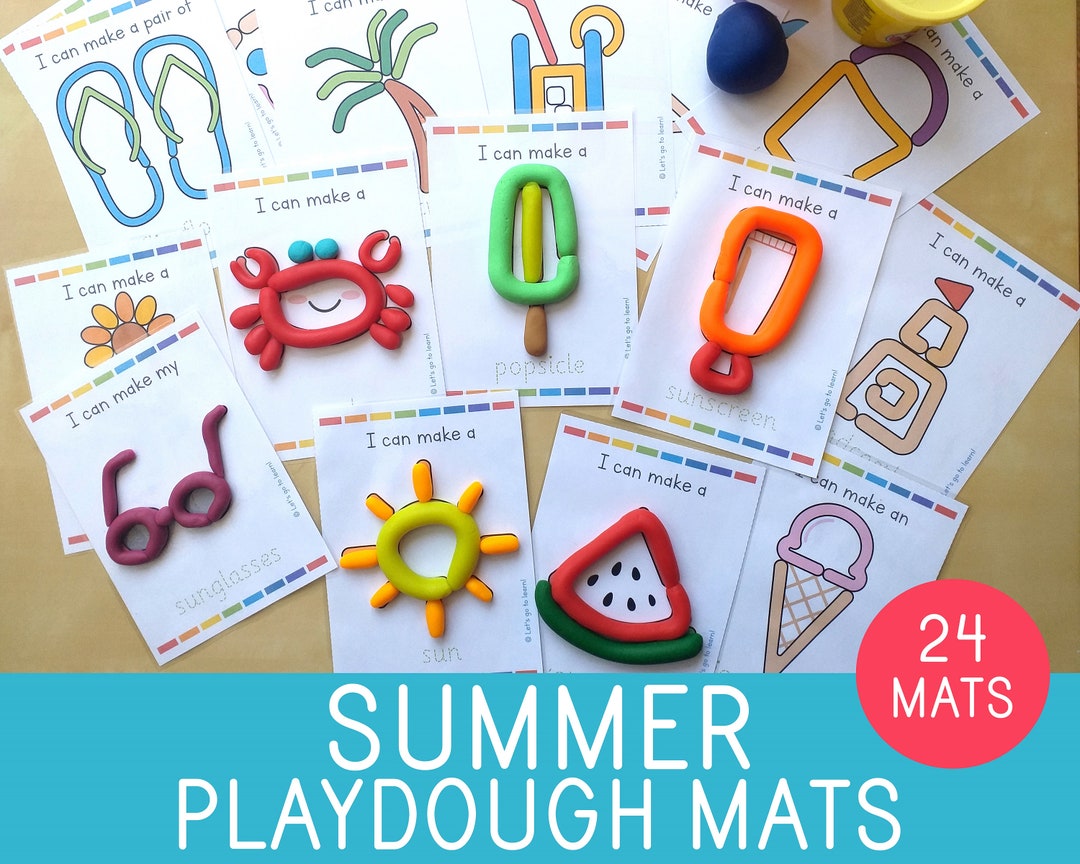 Summer Playdough Mats, 24 Visual Cards, Play Doh, Toddler Activity ...