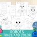 Robots Trace & Color Worksheets - Coloring Pages - Tracing Practice ...