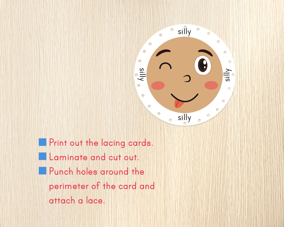 Emotions Lacing Cards - Learn the Feelings - Fine Motor Activity ...