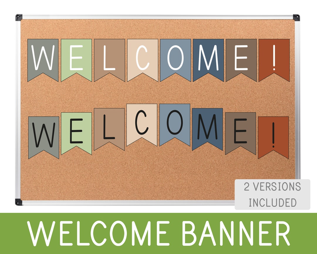 Welcome Banner, Bunting Letters, Earth Colors Classroom Decor ...