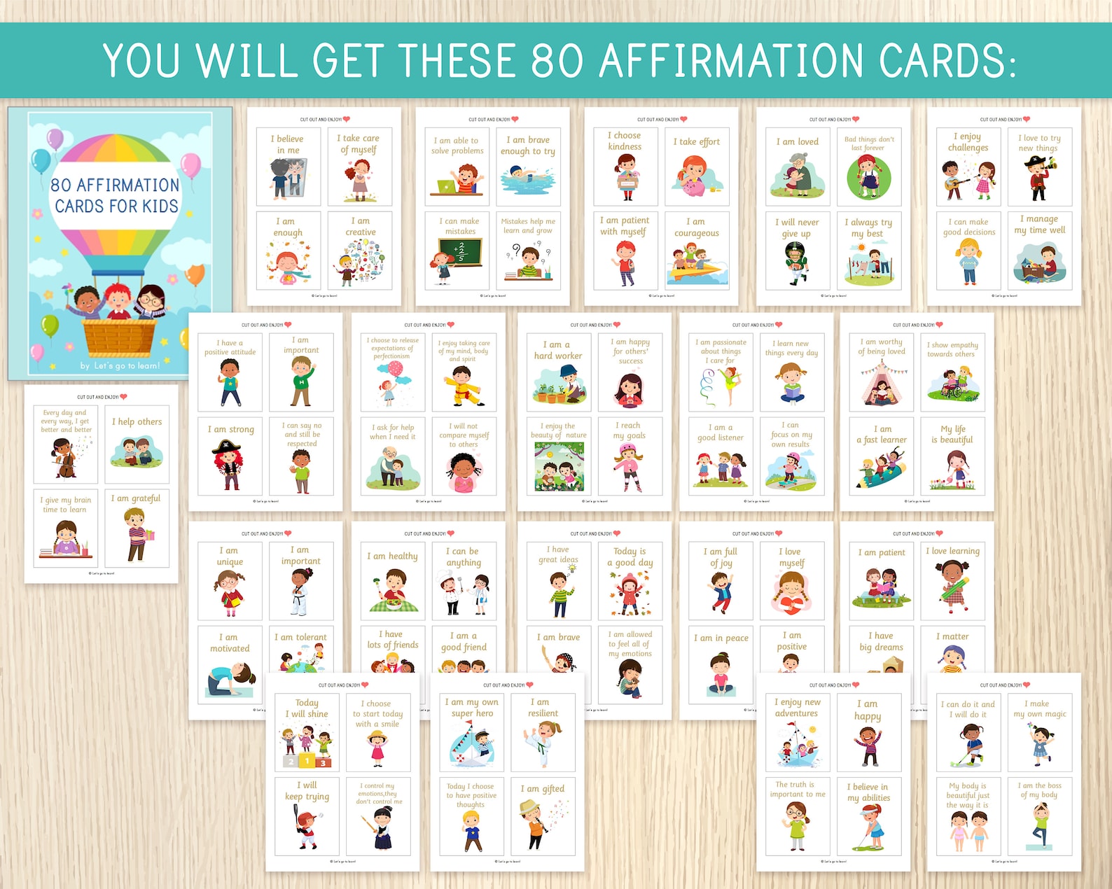 Affirmation Cards for Kids, 80 Cards, Positive Thought, Motivational ...