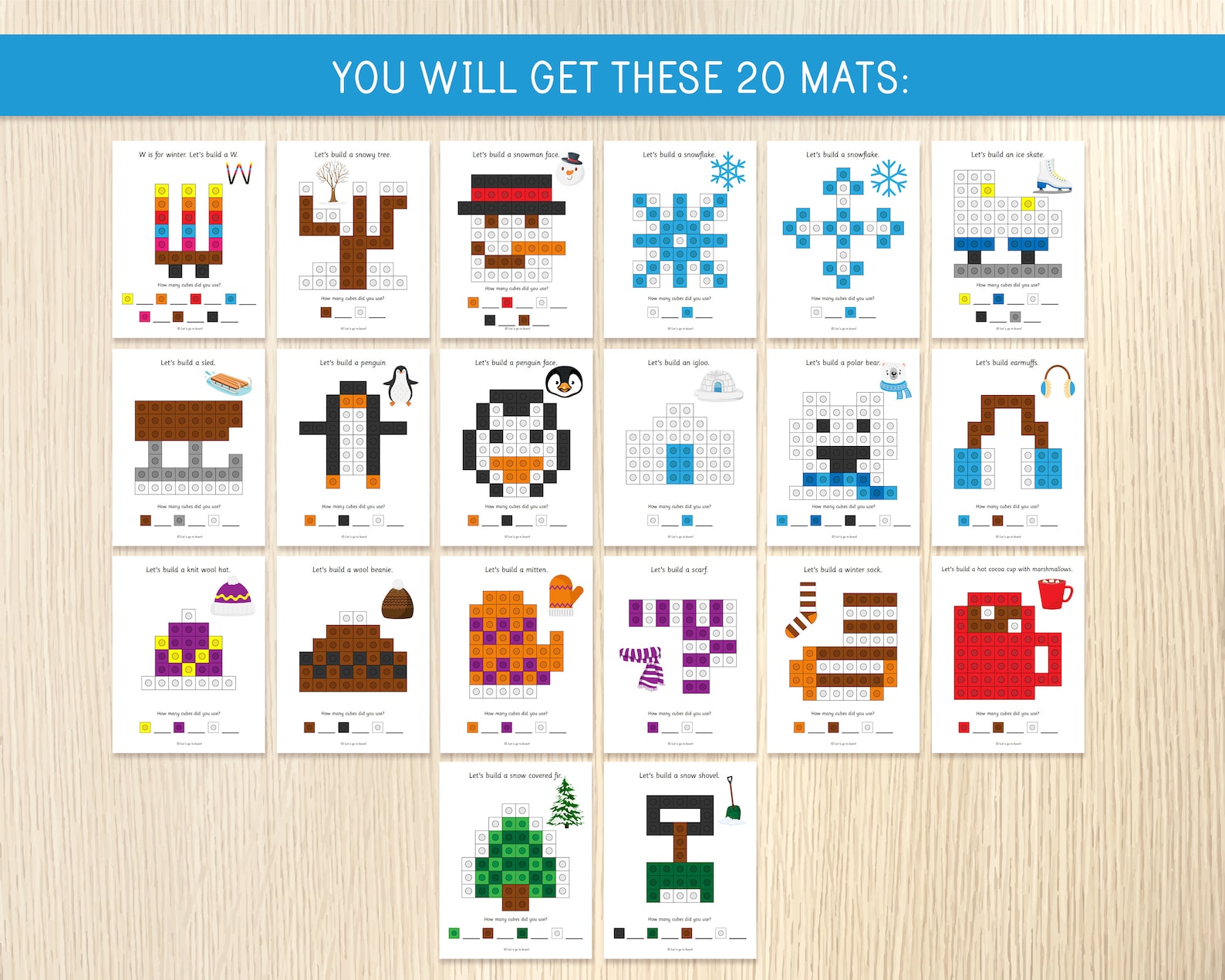 Winter Snap Cubes Mats, Connecting Cubes Task Cards, Preschool ...
