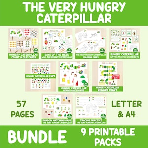Very Hungry Caterpillar BUNDLE, Worksheets, Tracing, Cutting, Games ...