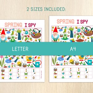 Spring I Spy, 2 Printable Games, Look and Find, Counting Game, Spring ...