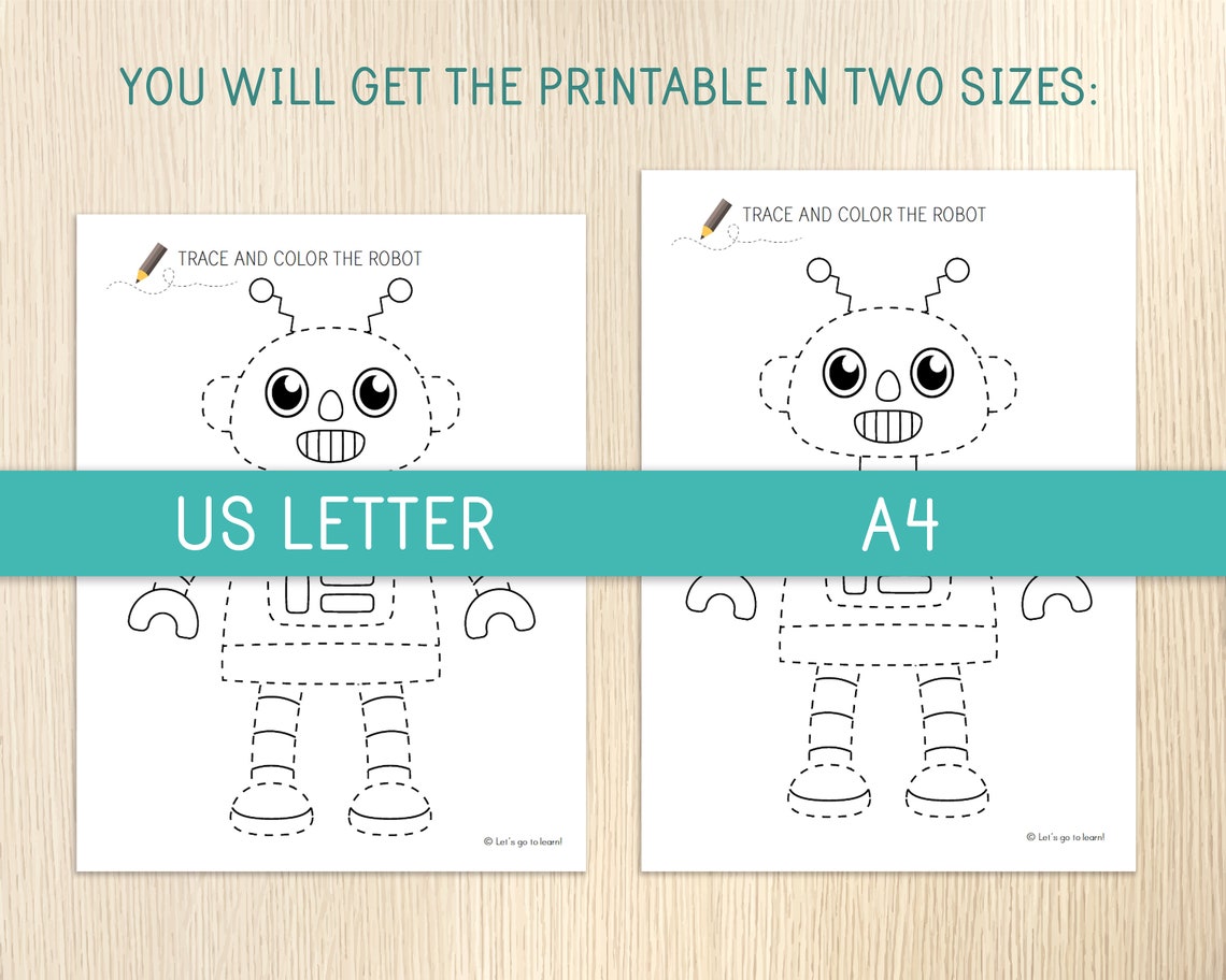 Robots Trace & Color Worksheets - Coloring Pages - Tracing Practice ...
