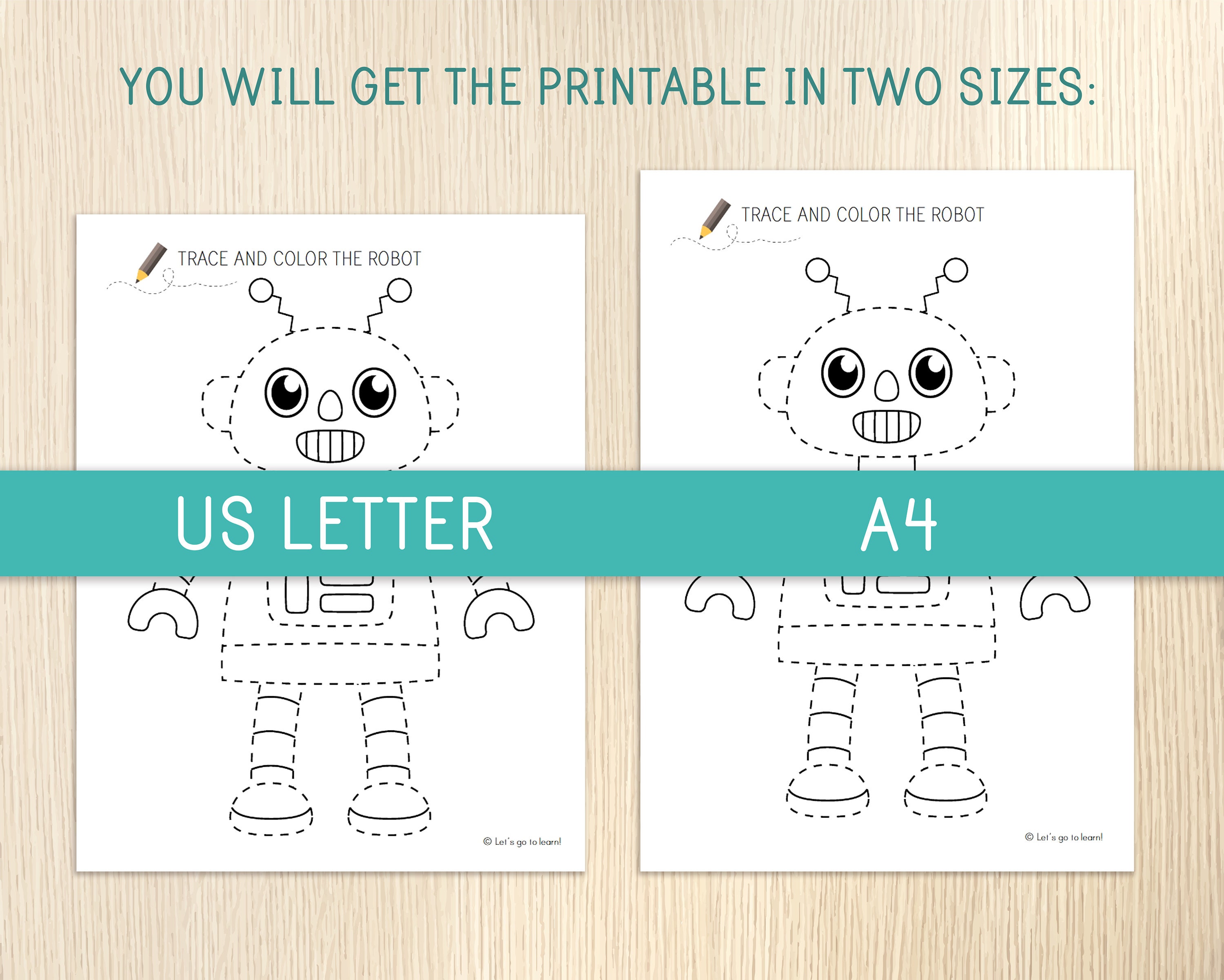 Robots Trace and Color Worksheets Coloring Pages Tracing - Etsy