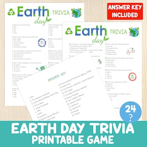Earth Day Trivia Game, Party Trivia, Trivia Quiz, Answer Key Included ...