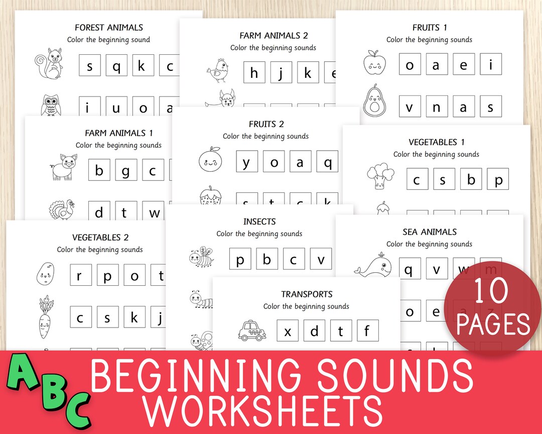 Beginning Sounds Activity - Preschool & Kindergarten Worksheets ...
