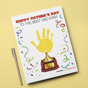 Father's Day Handprint Craft, Trophy for Dad, Daddy Gift, Keepsake Gift ...