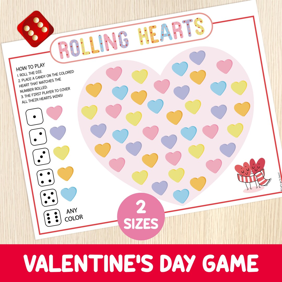 Valentine's Day Candy Game - Rolling Hearts Valentine Game for Kids ...