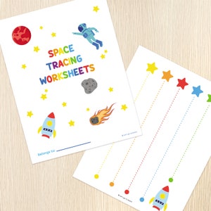 Tracing Practice, Space Themed, Pre-writing Worksheets, Line Tracing ...