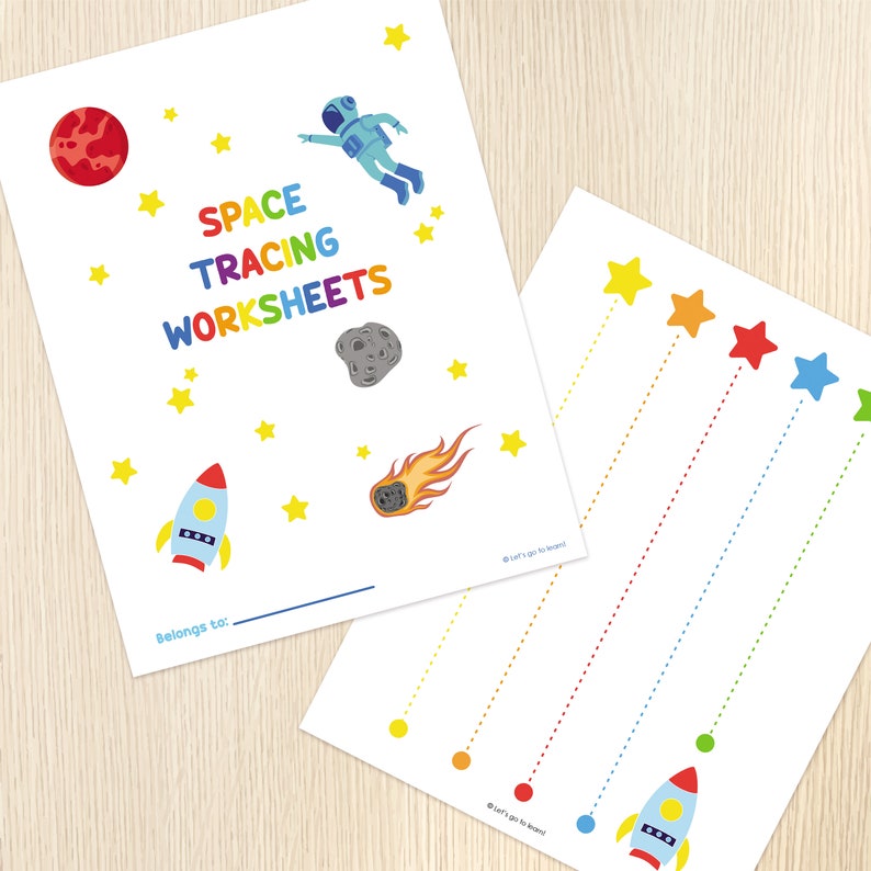 Tracing Practice, Space Themed, Pre-writing Worksheets, Line Tracing ...