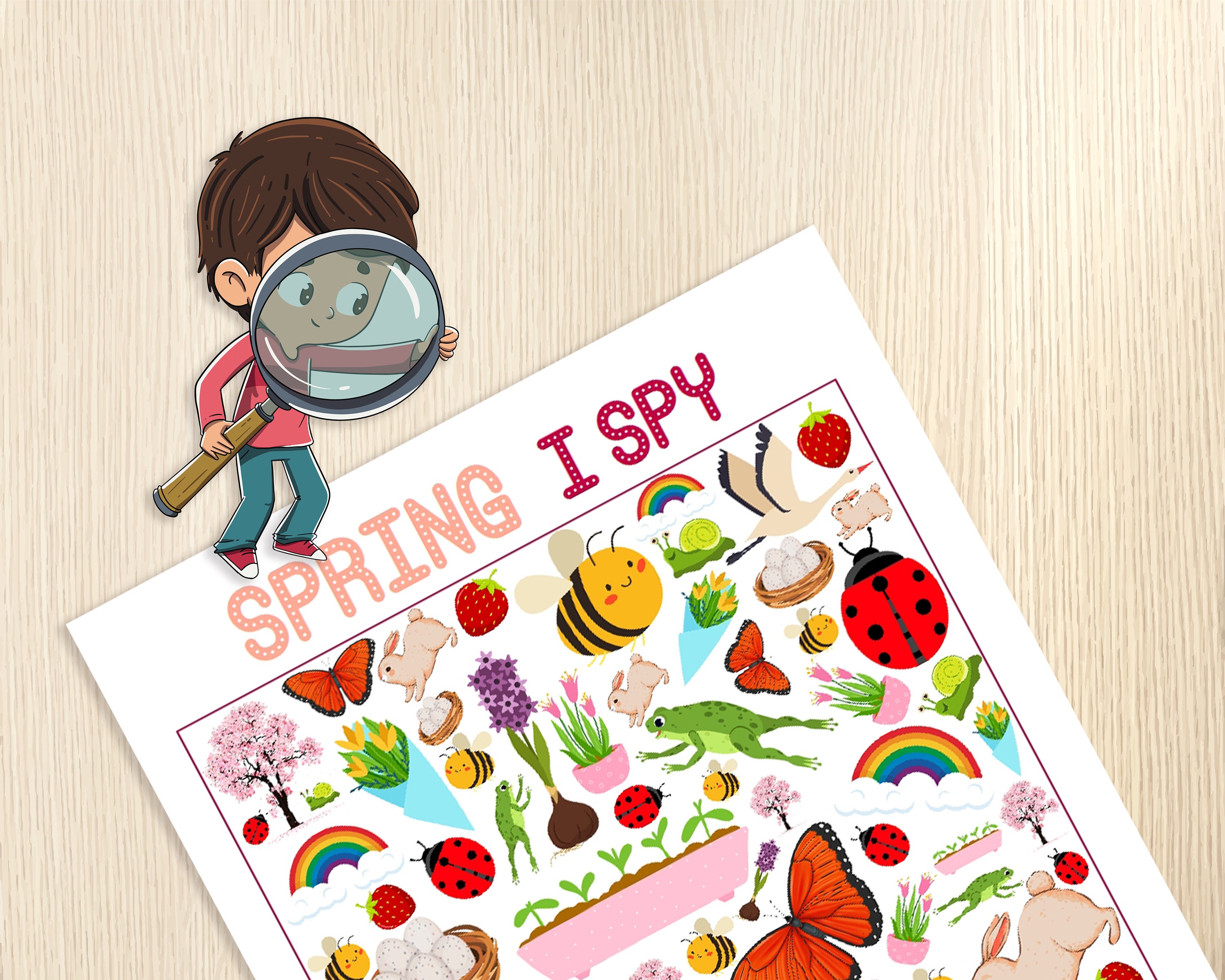 Spring I Spy, 2 Printable Games, Look and Find, Counting Game, Spring ...