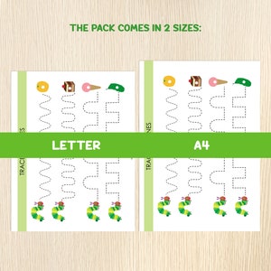 Hungry Caterpillar Tracing Practice Worksheets - Pre-writing Activities ...
