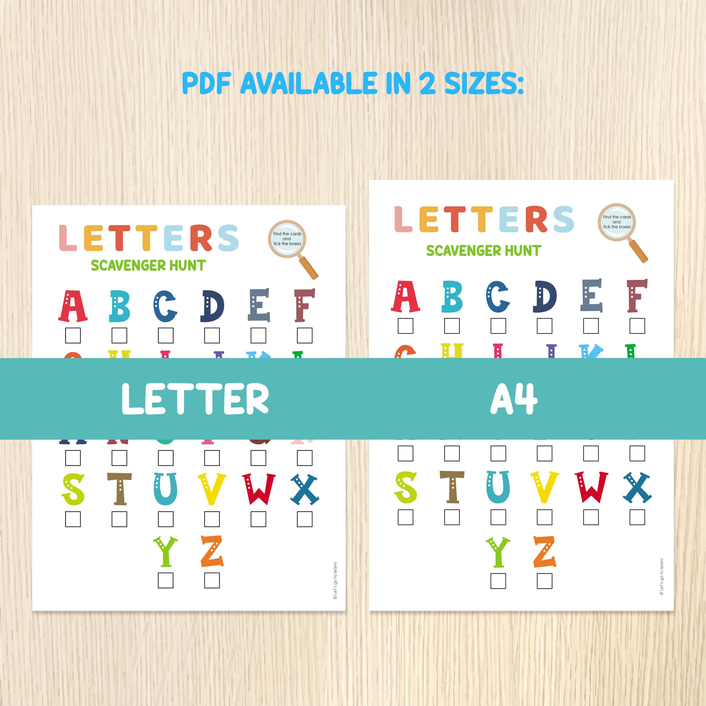 Letters Scavenger Hunt With Cards – Alphabet Hunt Game for Kids ...
