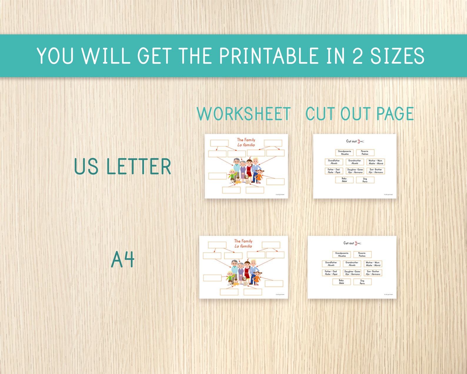 The Family-la Familia English-spanish Matching Game | Etsy