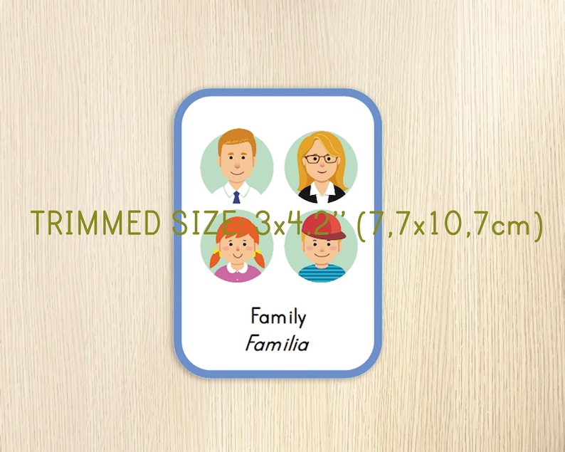 English & Spanish Family Flashcards Bilingual Cards Set of - Etsy