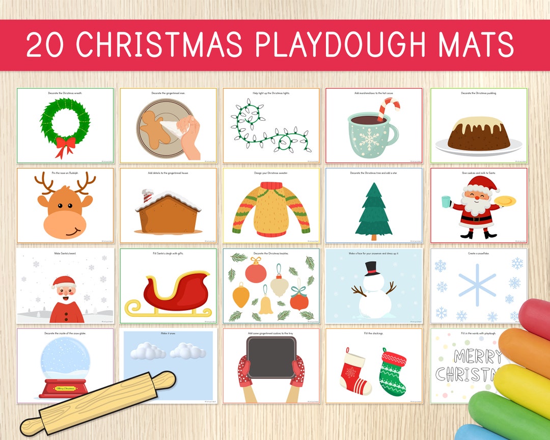 Christmas Playdough Mats - Holiday Game for Kids - Fine Motor Activity ...