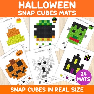 Halloween Snap Cubes Mats, Connecting Cubes Task Cards, Preschool ...