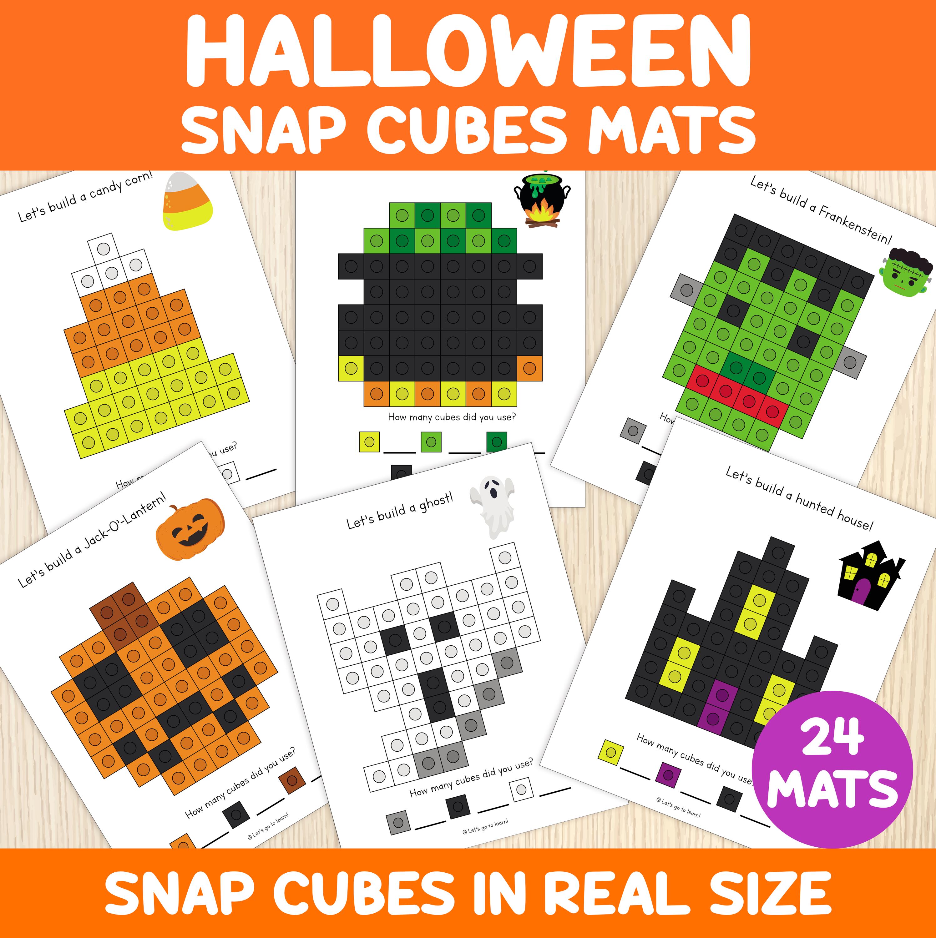 Halloween Snap Cubes Mats, Connecting Cubes Task Cards, Preschool ...