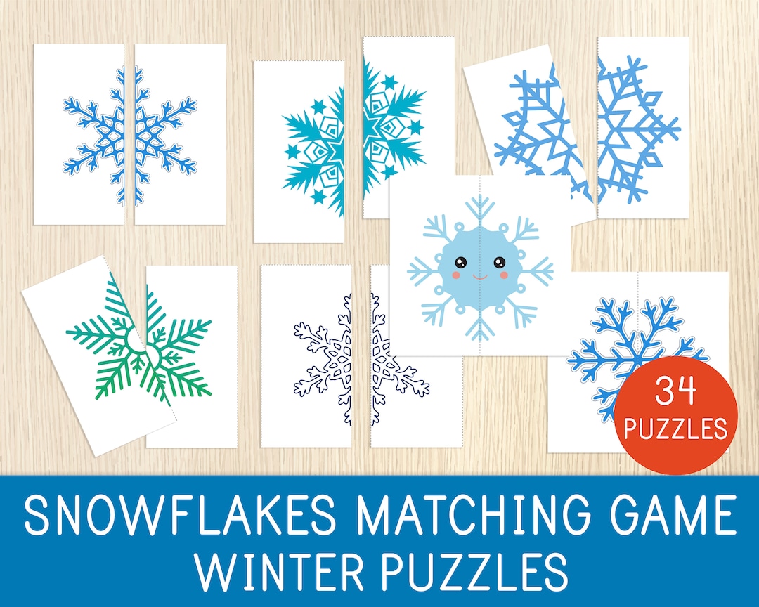 Winter Matching Game - Snowflakes Puzzles - Matching Activity - Toddler ...