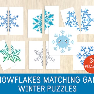 Winter Matching Game - Snowflakes Puzzles - Matching Activity - Toddler ...