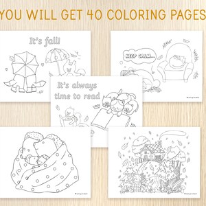 Fall Coloring Pages, 40 Sheets, Autumn Activity for Kids, Fall Party ...