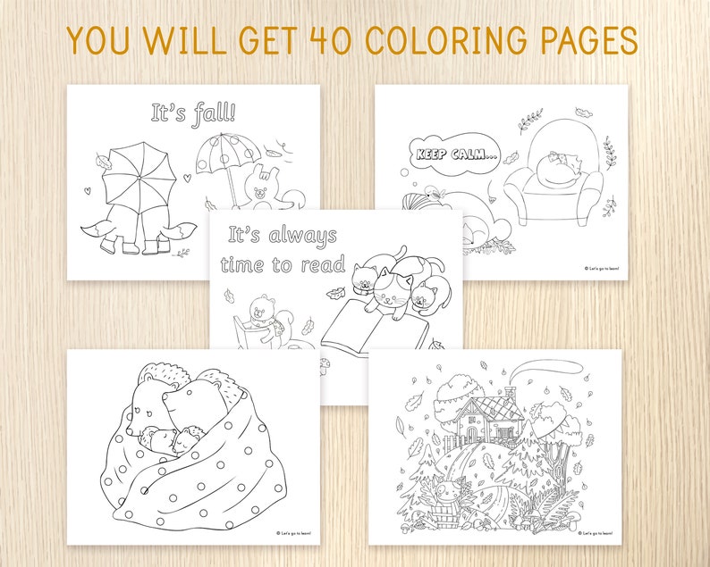 Fall Coloring Pages, 40 Sheets, Autumn Activity for Kids, Fall Party ...
