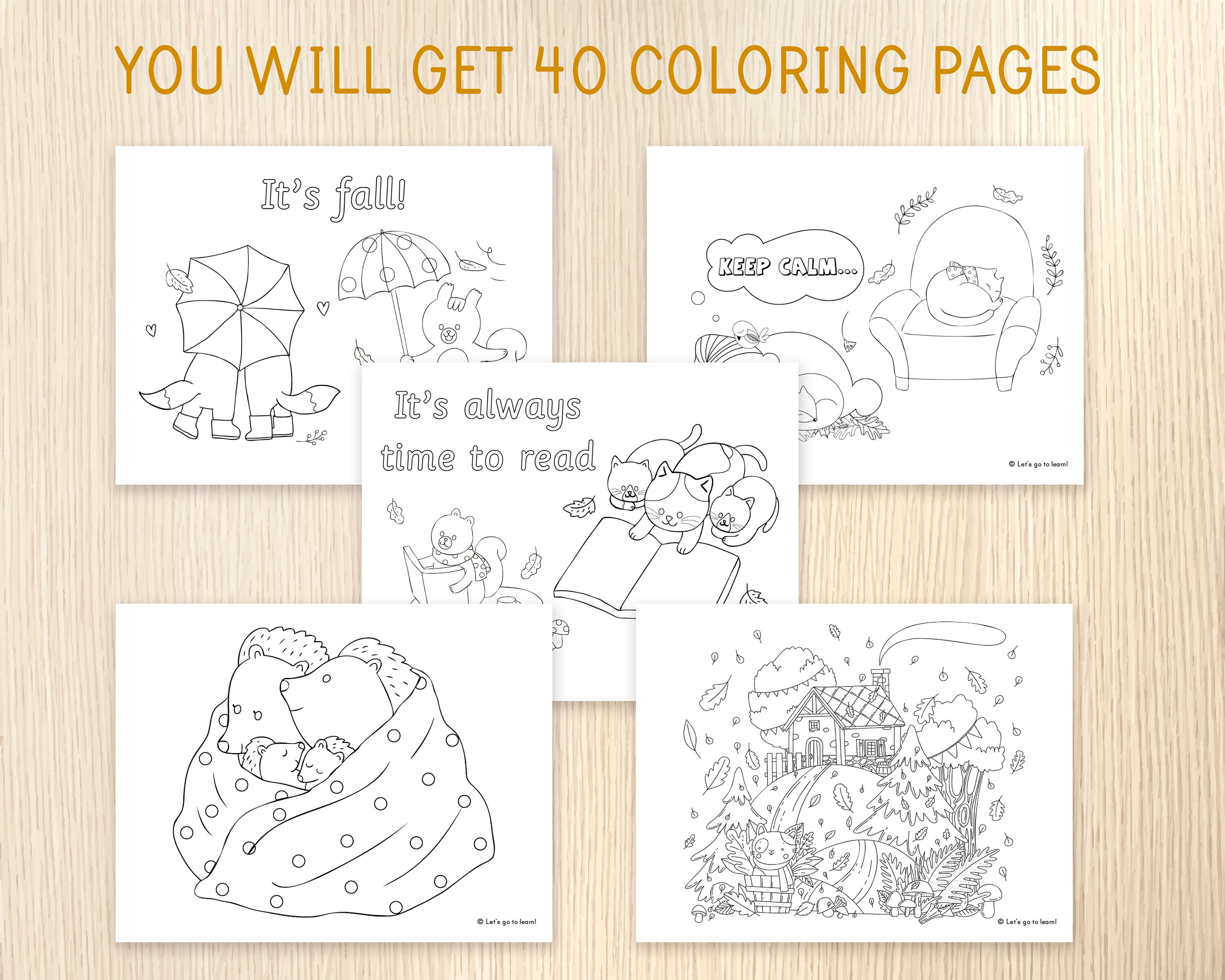 Fall Coloring Pages, 40 Sheets, Autumn Activity for Kids, Fall Party ...