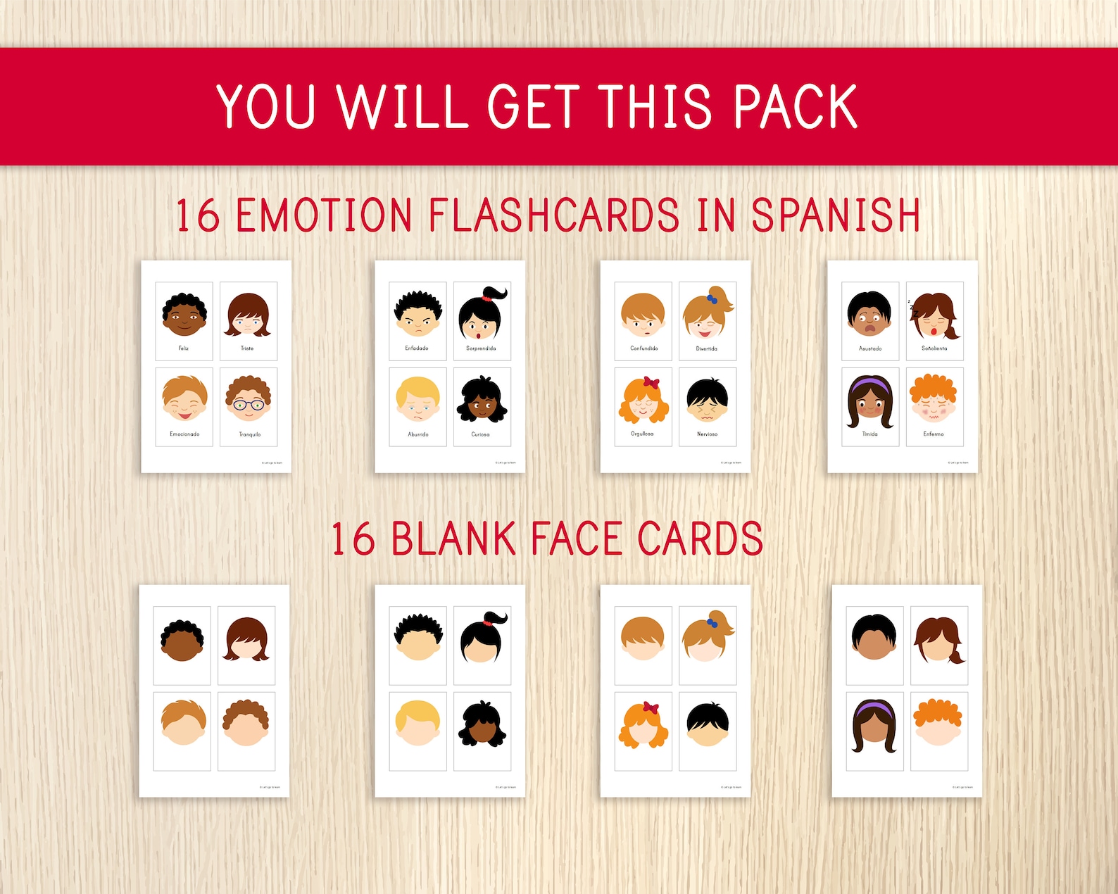 Spanish Emotions Flashcards & Blank Face Cards - Feelings Cards ...