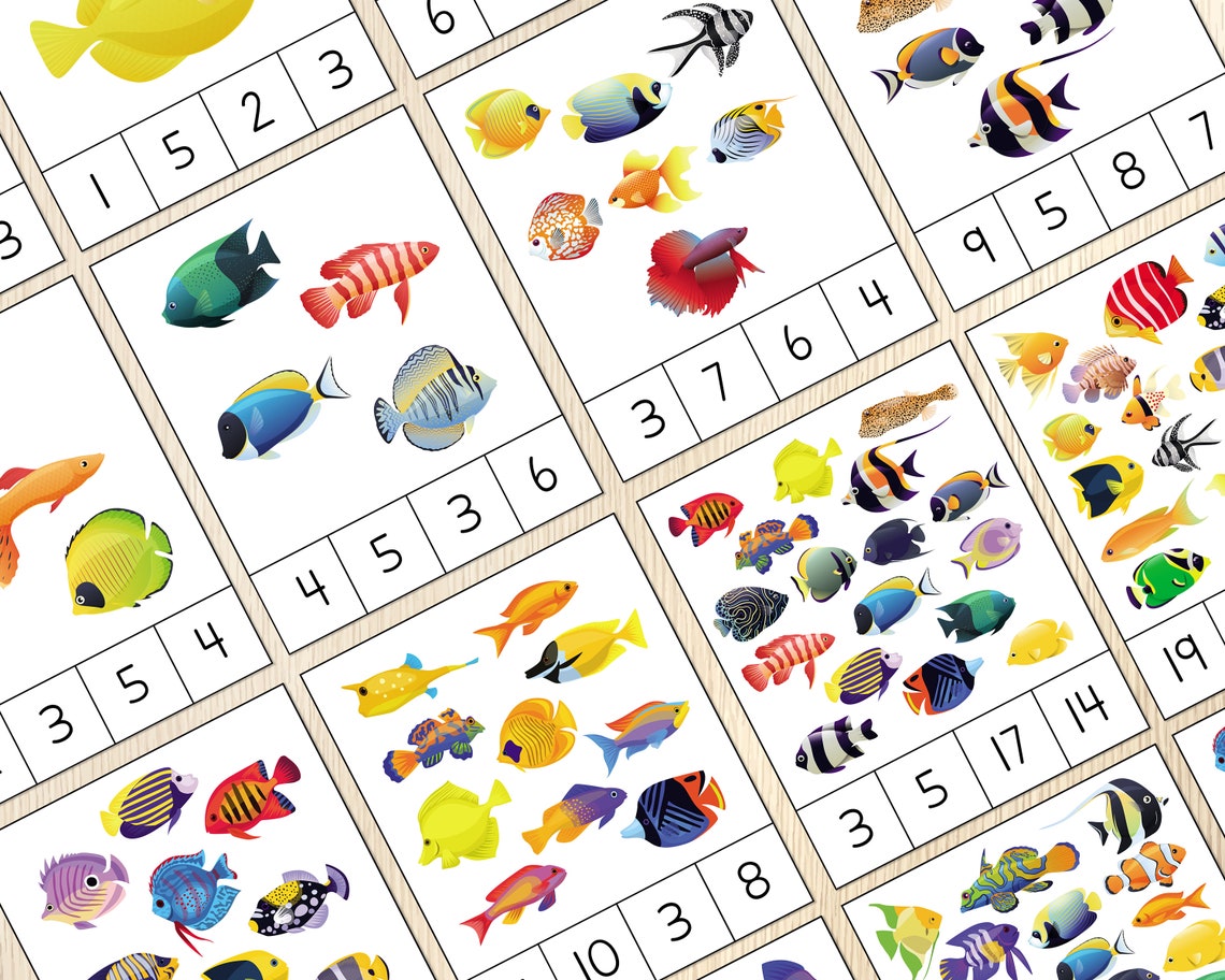 Count & Clip Cards - Fish Counting Activity - Toddler, Preschool ...