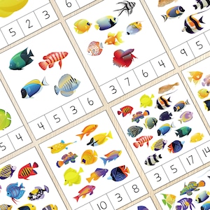 Count & Clip Cards - Fish Counting Activity - Toddler, Preschool ...