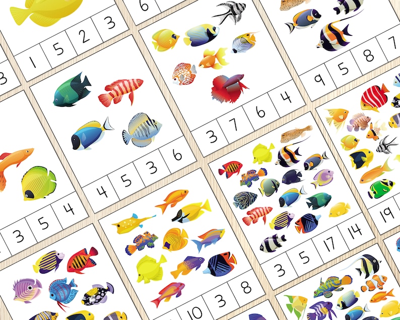 Count & Clip Cards - Fish Counting Activity - Toddler, Preschool ...