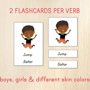 English-spanish Action Verbs - 42 Verbs - 84 Bilingual Flashcards ...