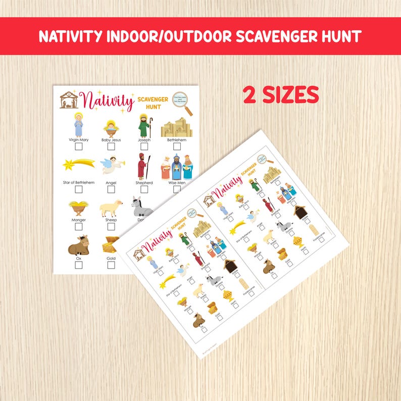 Nativity Scavenger Hunt Game With Cards to Hide, Christmas Treasure ...