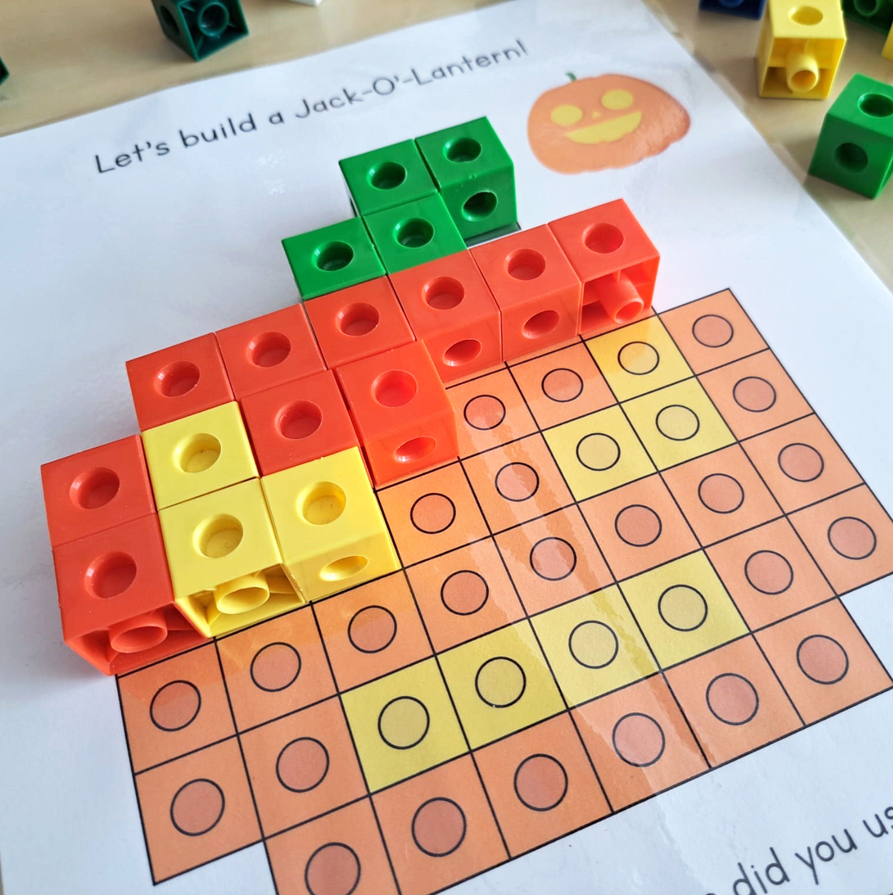 Halloween Snap Cubes Mats, Connecting Cubes Task Cards, Preschool ...