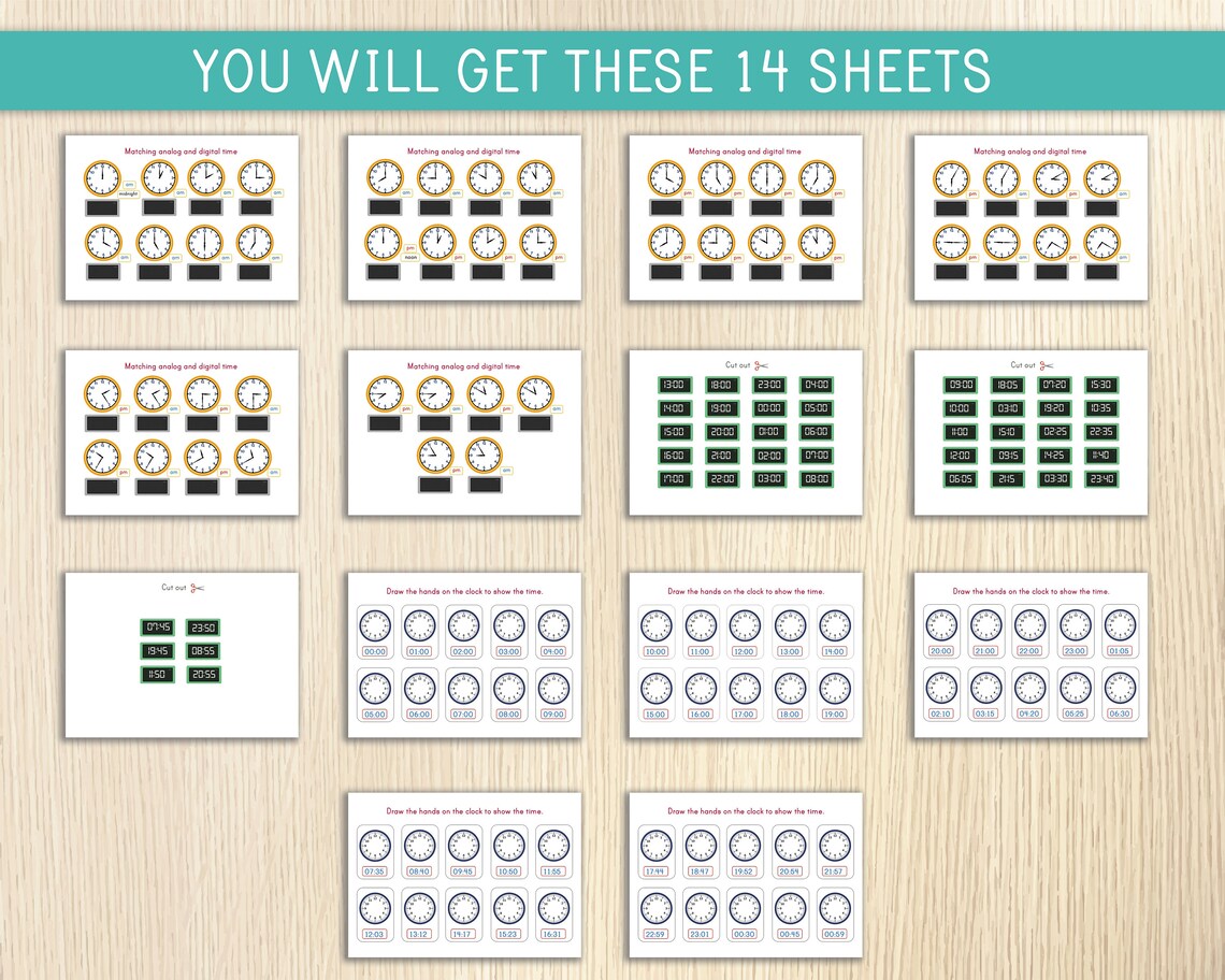 Telling Time Practice Analog & Digital Time Matching Game | Etsy