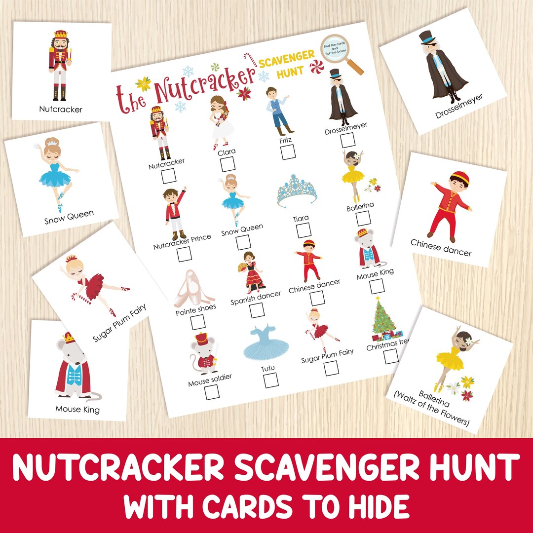 Nutcracker Scavenger Hunt With Cards to Hide, Indoor Outdoor Treasure ...
