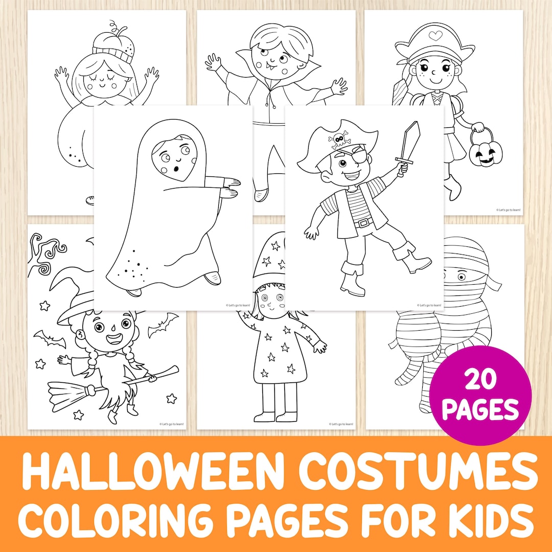 Halloween Costumes Coloring Pages - Halloween Party Activity - Fun ...