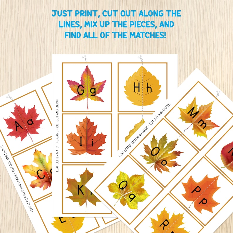 Leaf Letter Matching Game for Kids - Fall Alphabet Puzzle - Upper ...