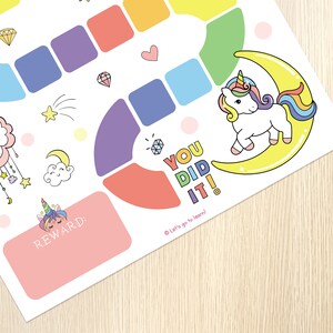 Unicorn Reward Chart - Sticker Chart - Toddler, Preschool - Potty ...