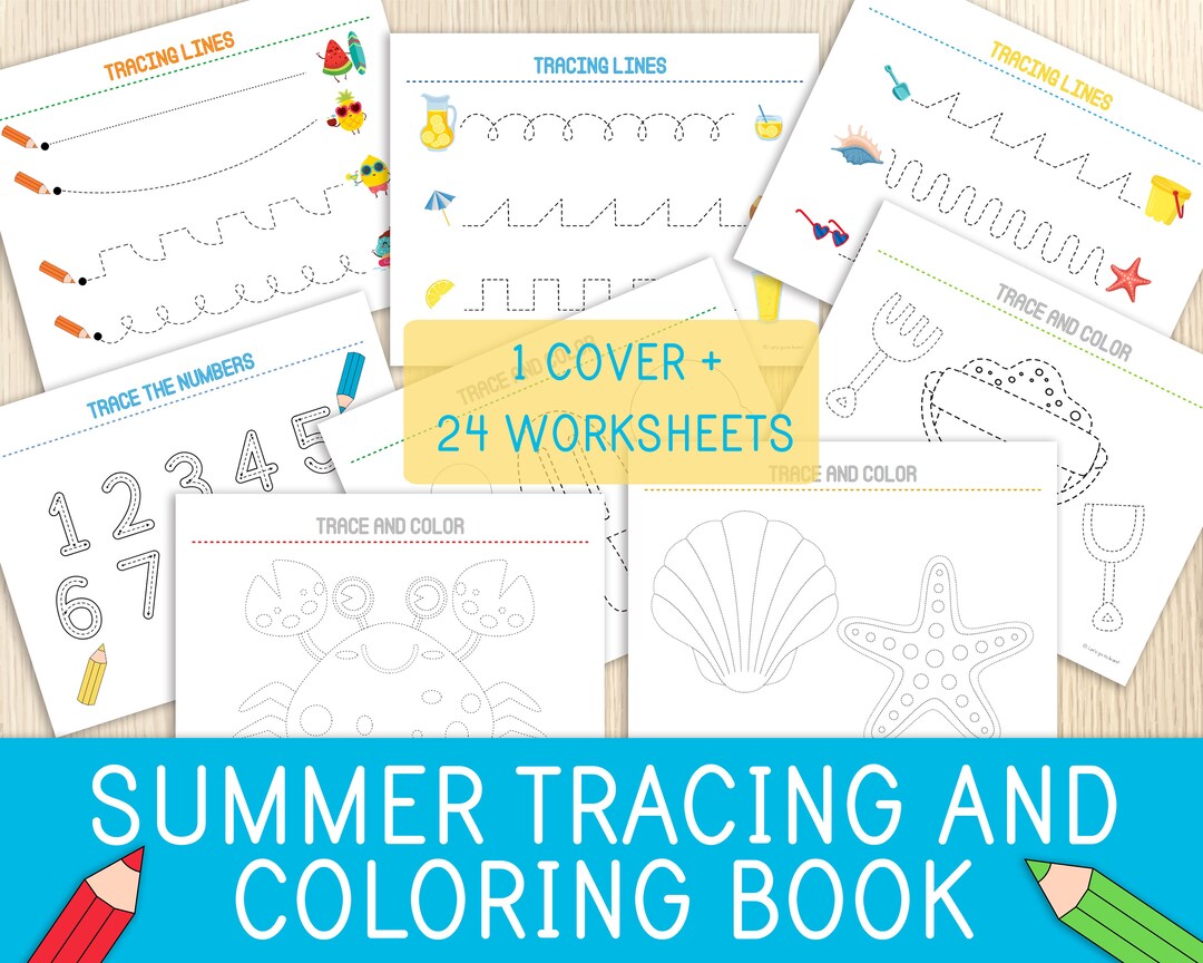 Summer Tracing Practice Worksheets - Pre-writing - Toddler, Preschool ...